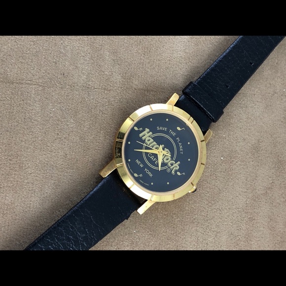 Hard Rock Cafe | Accessories | Vintage Hard Rock Cafe Watch Gold Black ...